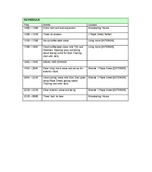 Shooting schedule - Planning and organising - GCSE Moving Image Arts ...